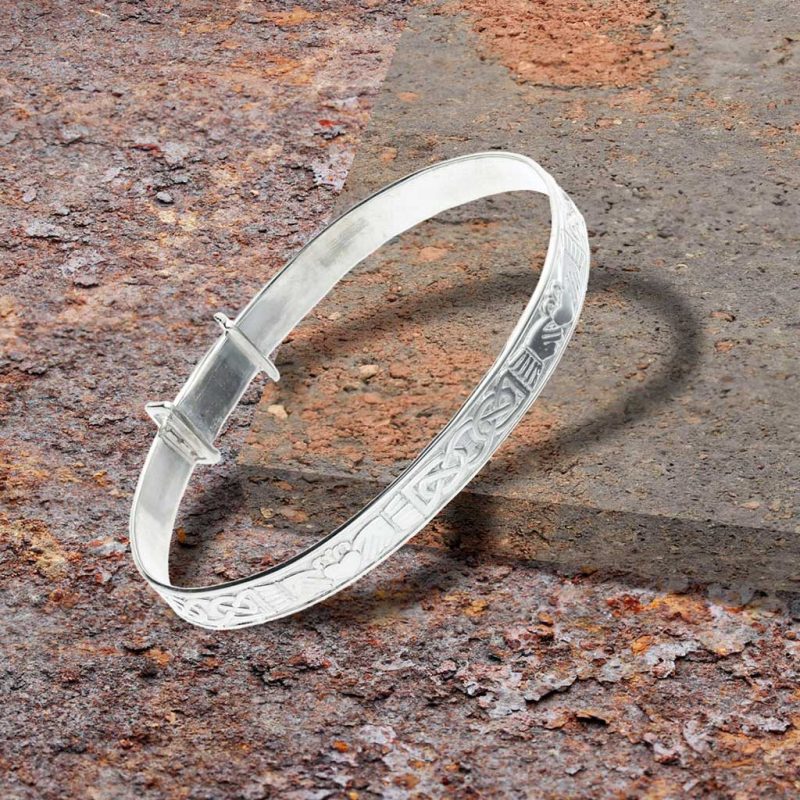 Christening Bangle | Claddagh Expander Silver Baby Bangle