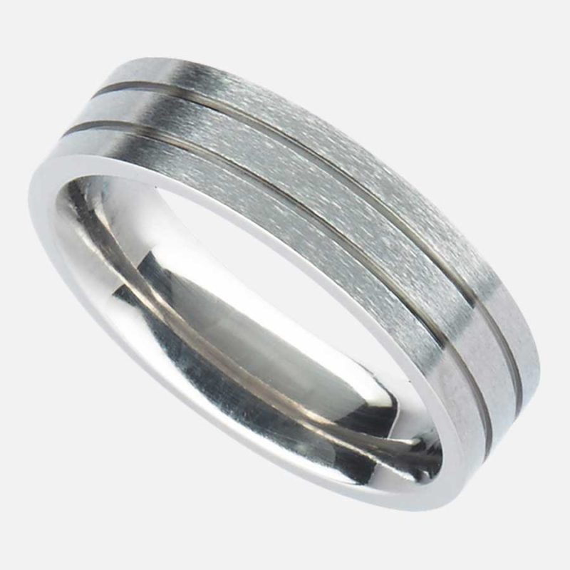 Men’s Titanium Wedding Ring with “Twin Groove” | ShopStreet.ie